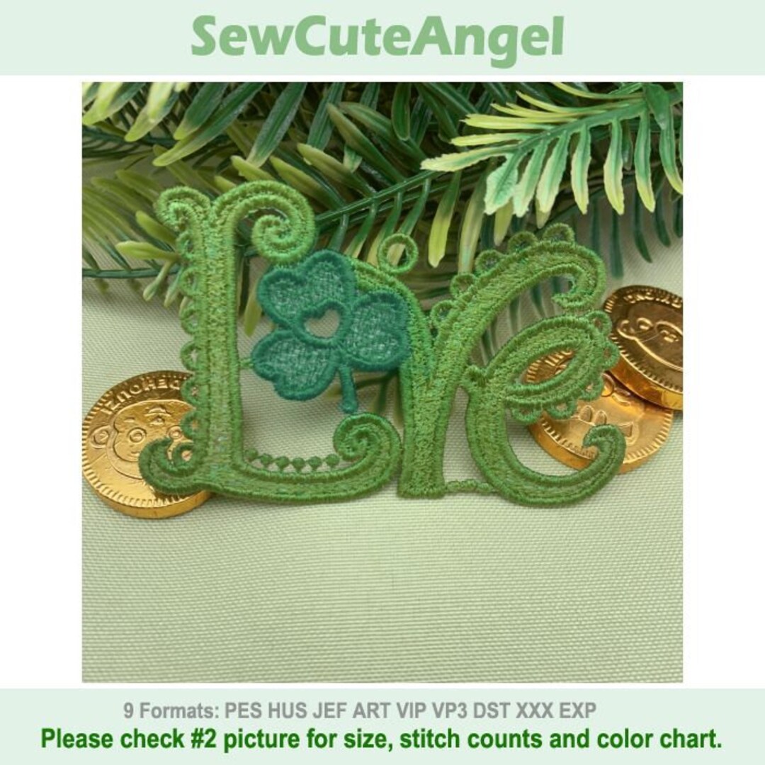 FSL St.patricks Day Love Ornament - Free Standing Lace Machine ...