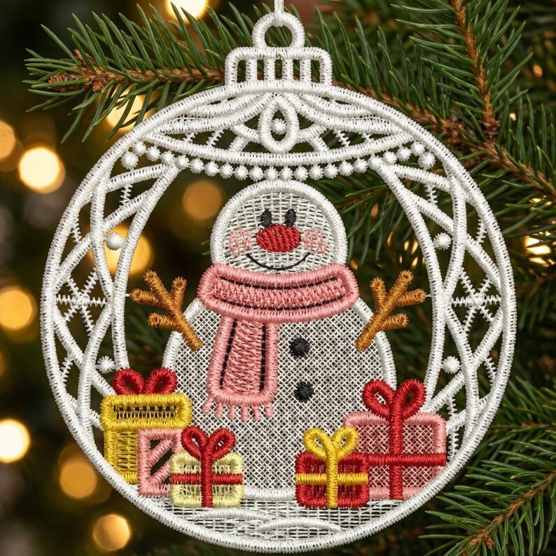 FSL Snowman Ornament - Free Standing Lace Machine Embroidery Designs ...