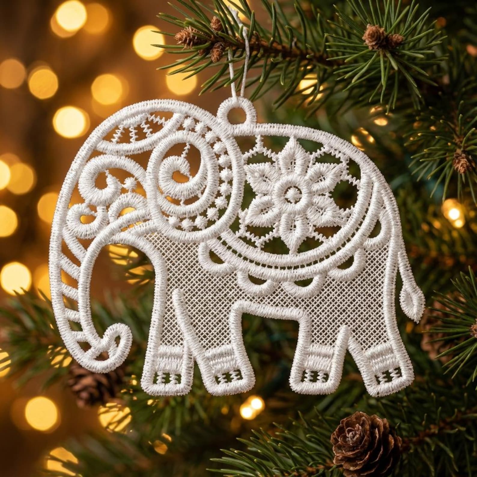 FSL Graceful Elephant, Intricate Ivory - Free Standing Lace Machine ...