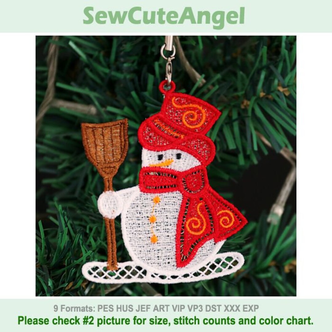 FSL Snowman Ornament - Free Standing Lace Machine Embroidery Designs ...