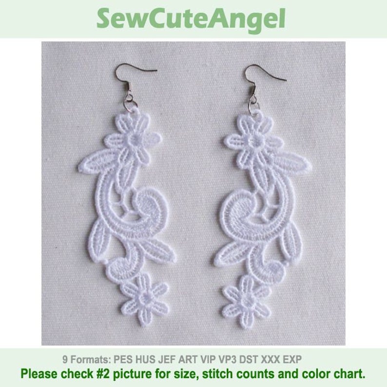 FSL Delicate Earrings 3 - Free Standing Lace Machine Embroidery Designs ...