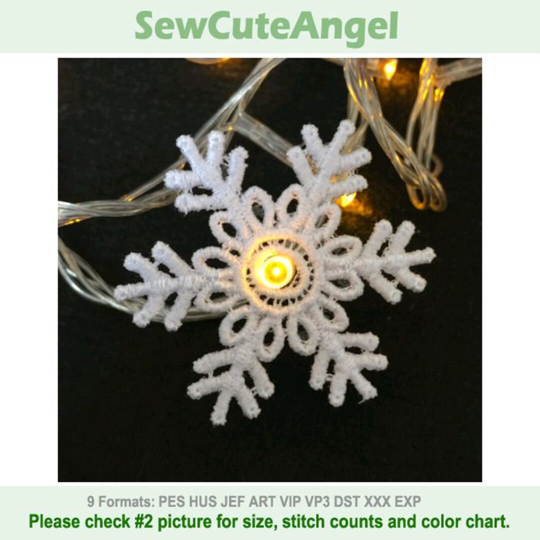 FSL Mini Snowflake Lights - Free Standing Lace Machine Embroidery ...
