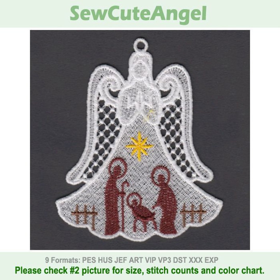 FSL Nativity Ornament Angel - Free Standing Lace Machine Embroidery ...