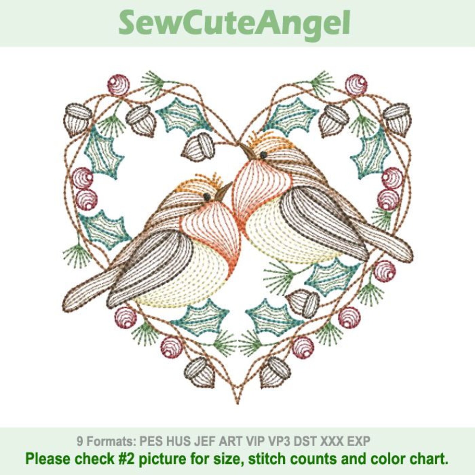 Vintage Christmas Robin 2 - Machine Embroidery Designs Instant Download ...