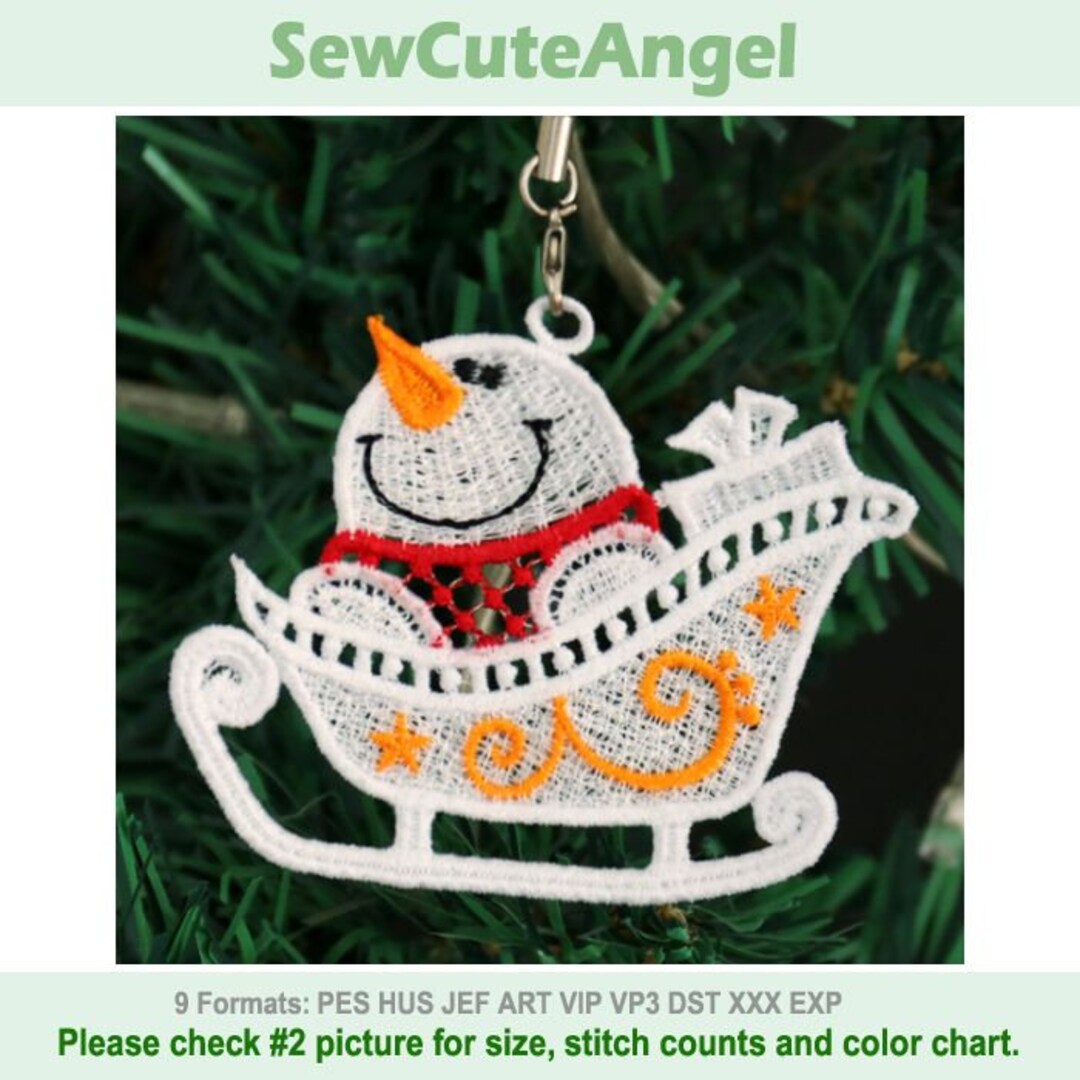 FSL Snowman Ornament - Free Standing Lace Machine Embroidery Designs ...