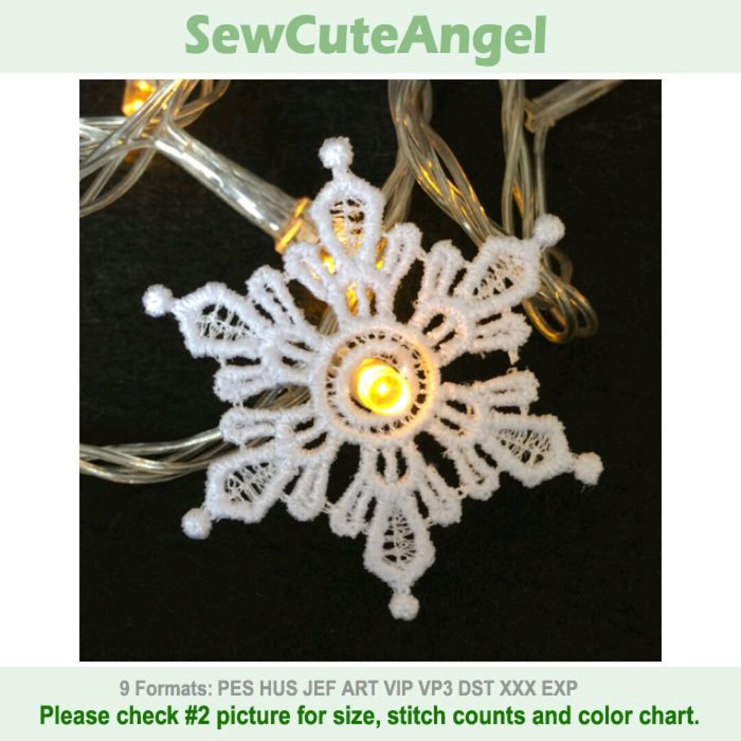 FSL Mini Snowflake Lights - Free Standing Lace Machine Embroidery ...