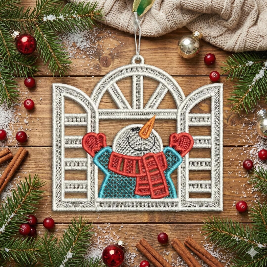 FSL Snowman, Winter Wonderland, Cozy Window - Free Standing Lace ...