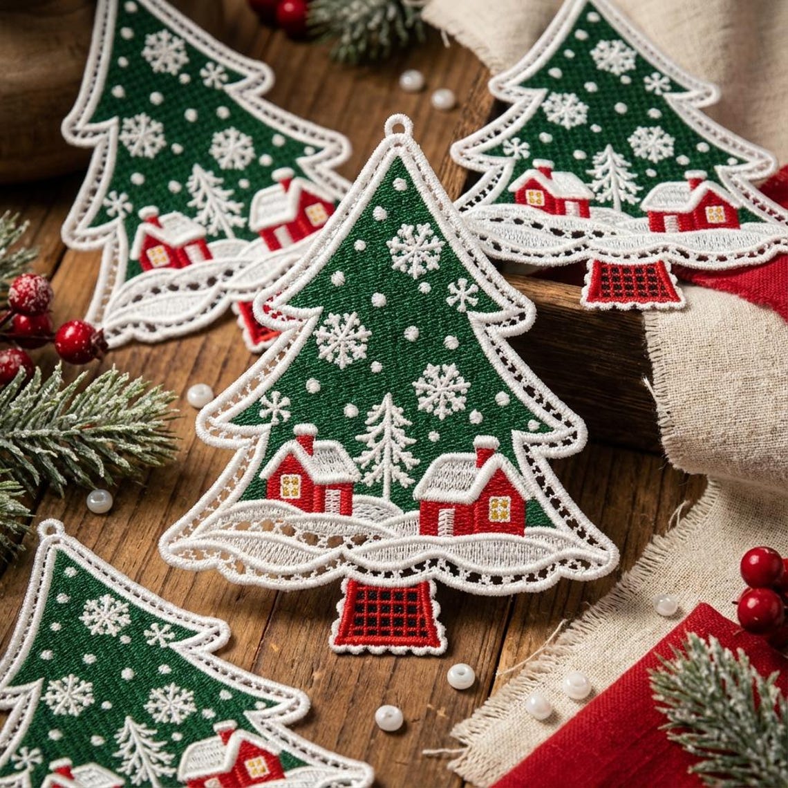 FSL Christmas Tree, Red House, Snowflake, Festive Deco - Free Standing ...