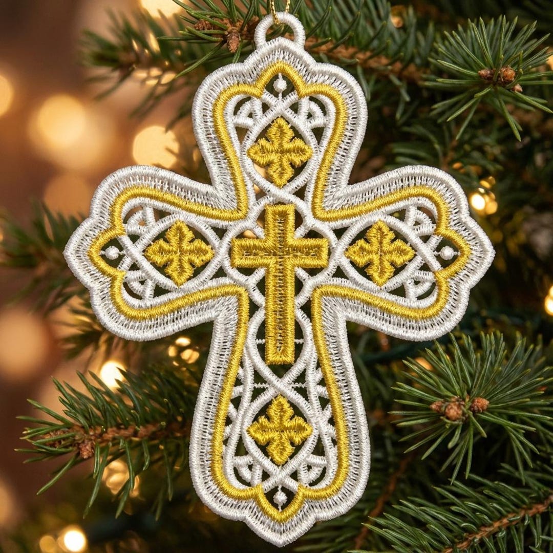 FSL Cross Ornament - Free Standing Lace Machine Embroidery Designs ...
