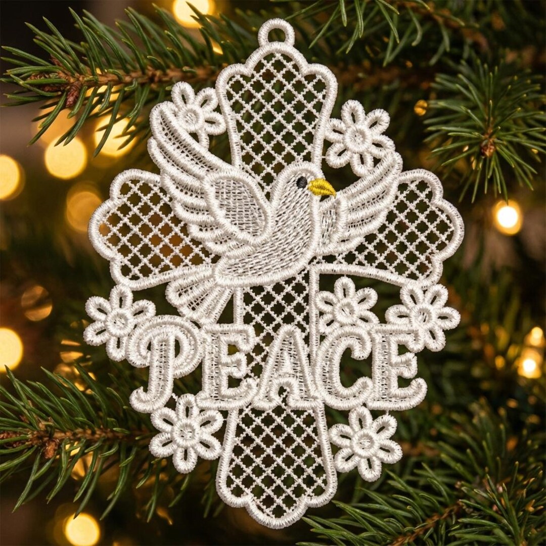 Peaceful Cross, Dove Harmony, Serene Symbol of - Free Standing Lace ...