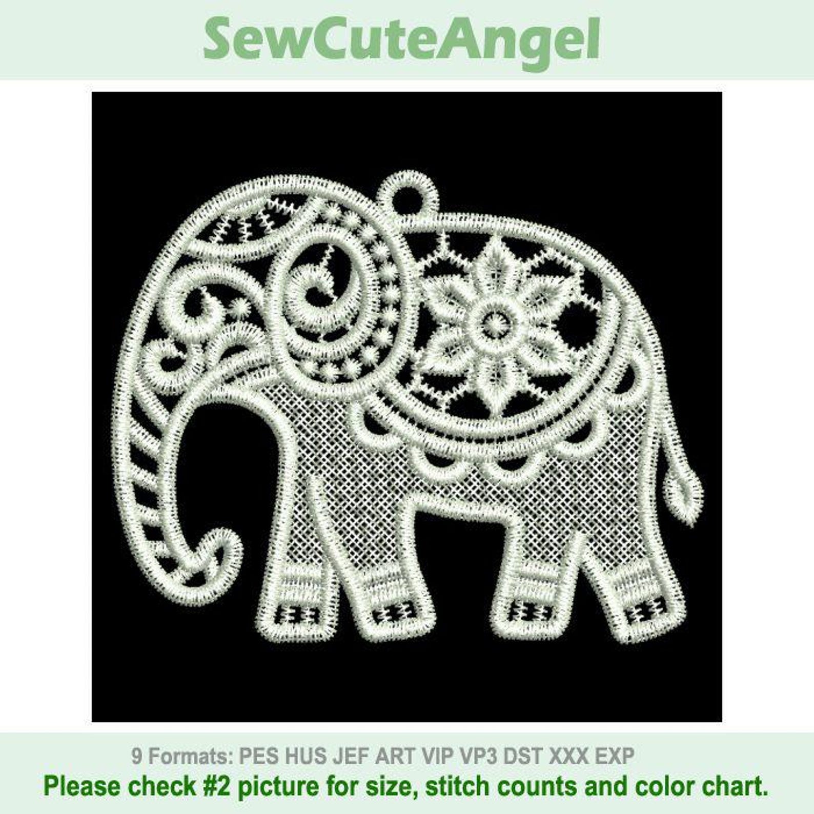 FSL Graceful Elephant, Intricate Ivory - Free Standing Lace Machine ...