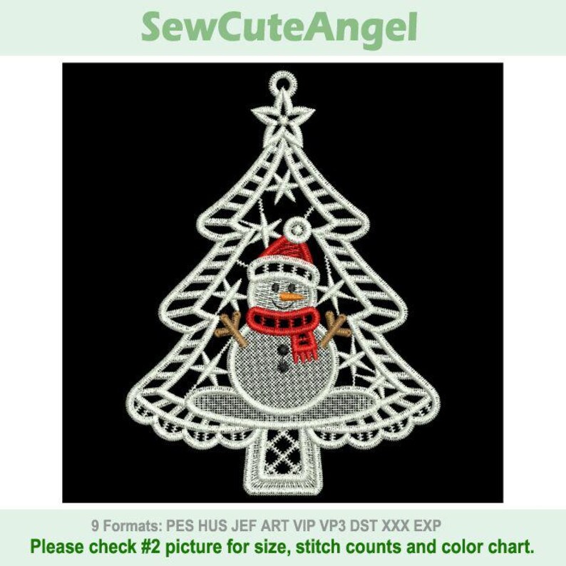 FSL Christmas Tree, Snowman - Free Standing Lace Machine Embroidery ...
