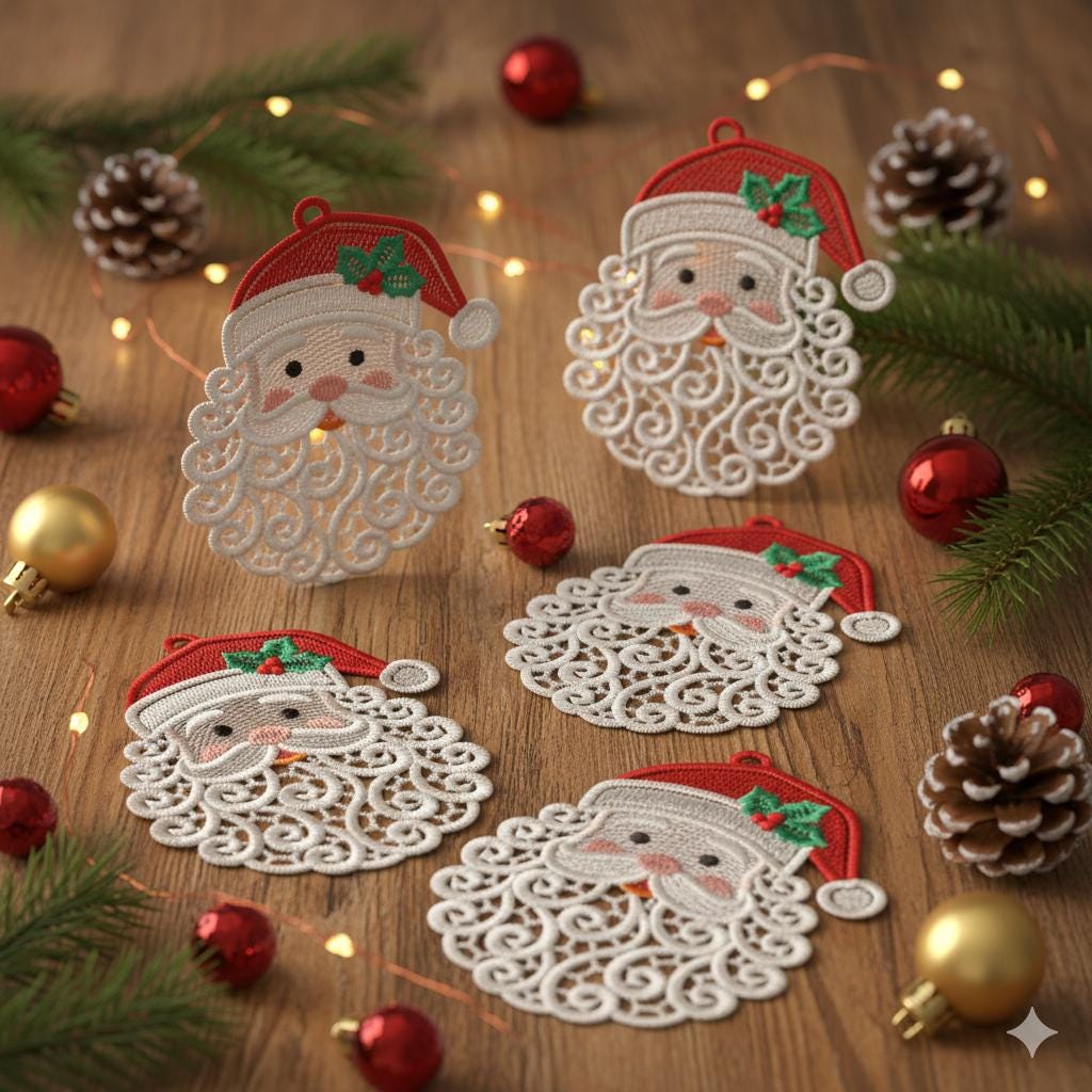 FSL Santa Face - Free Standing Lace Machine Embroidery Designs Instant ...