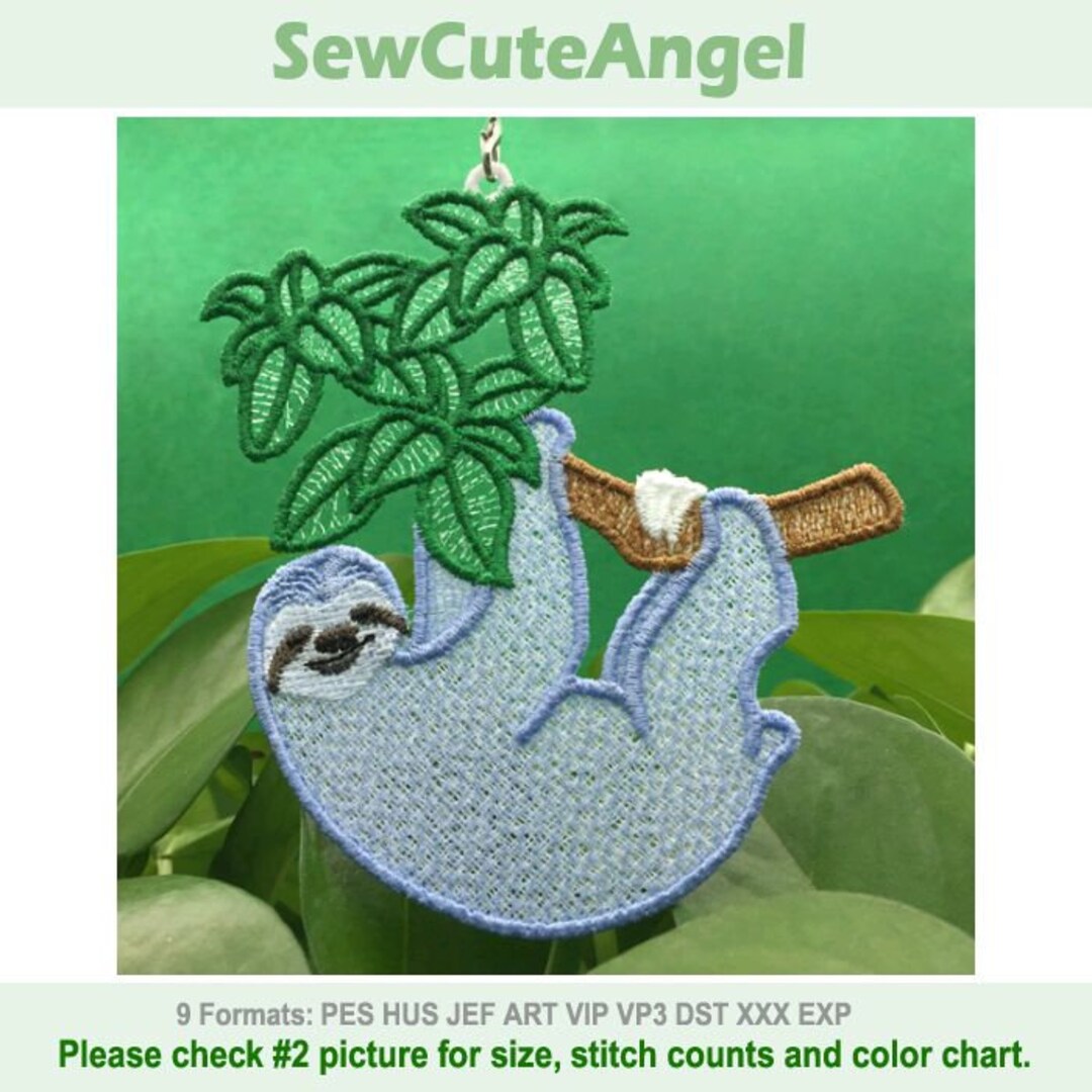 FSL Sloth - in the Jungle - Free Standing Lace Machine Embroidery ...