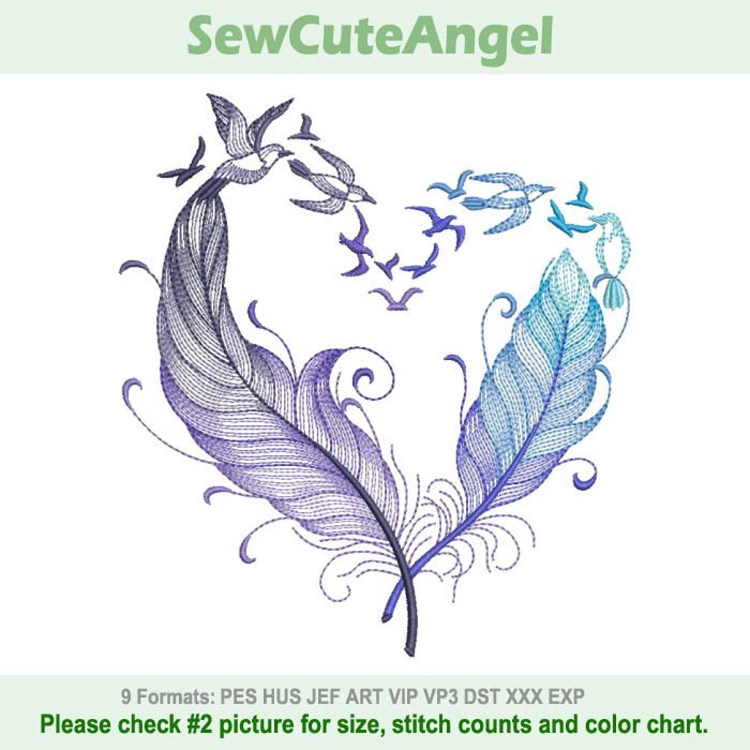 Variegated Feathers - Machine Embroidery Designs Instant Download 5x5 ...