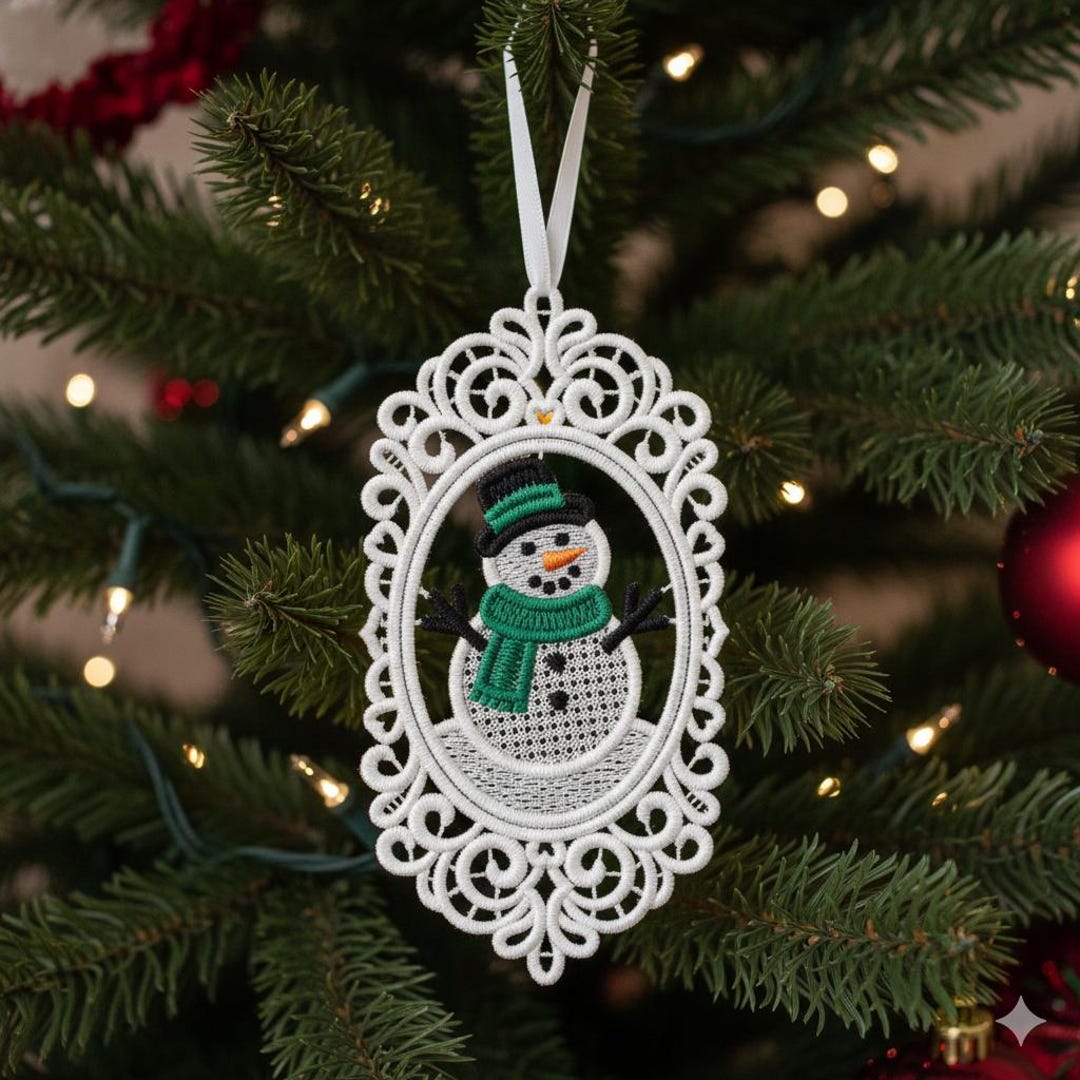 FSL Snowman Ornament - Free Standing Lace Machine Embroidery Designs ...