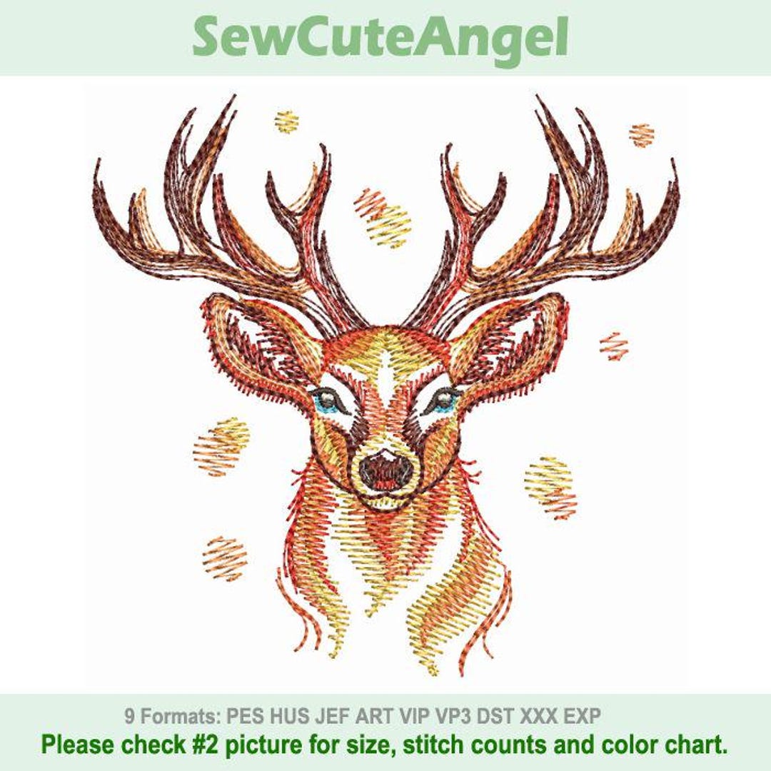 Majestic Stag, Antlered Beauty, Forest Guardian Machine Embroidery ...