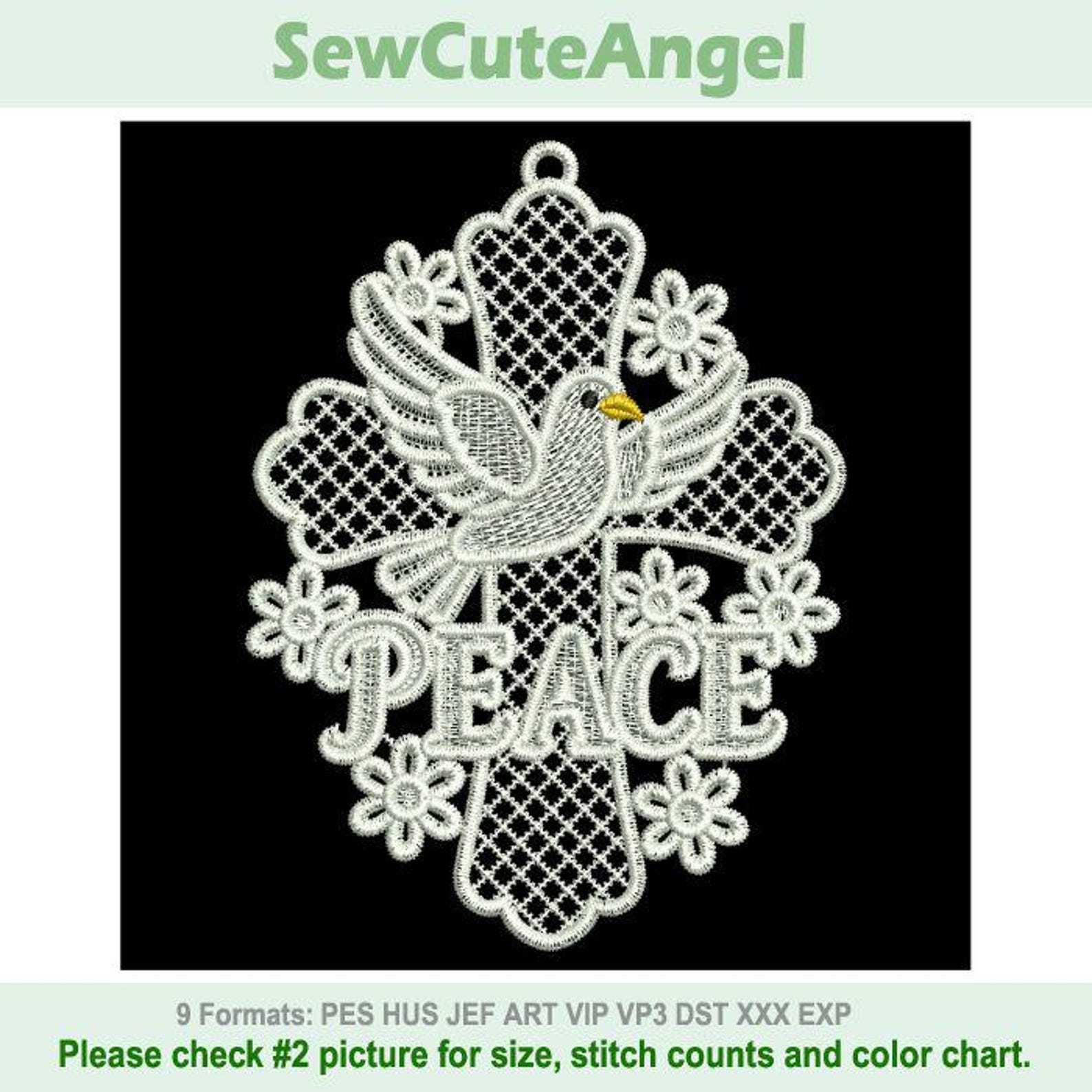 Peaceful Cross, Dove Harmony, Serene Symbol of - Free Standing Lace ...