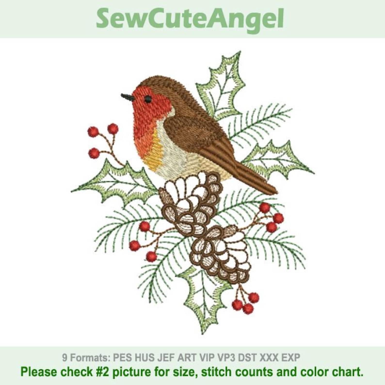 Christmas Robin - Machine Embroidery Designs Instant Download 4x4 5x5 ...