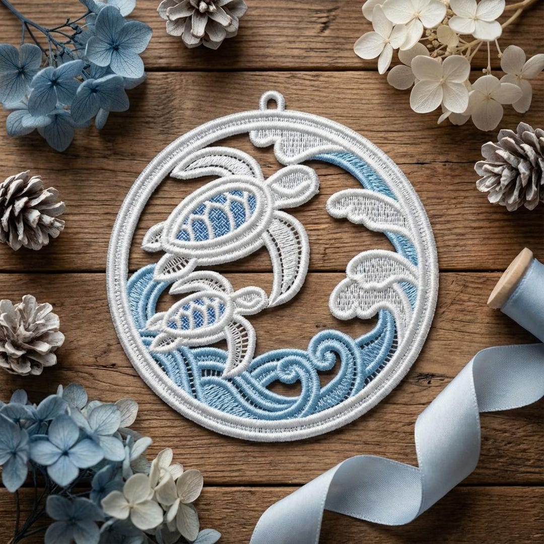 FSL Turtle Circle, Oceanic Round, Sea Creature - Free Standing Lace Machine Embroidery Designs ...