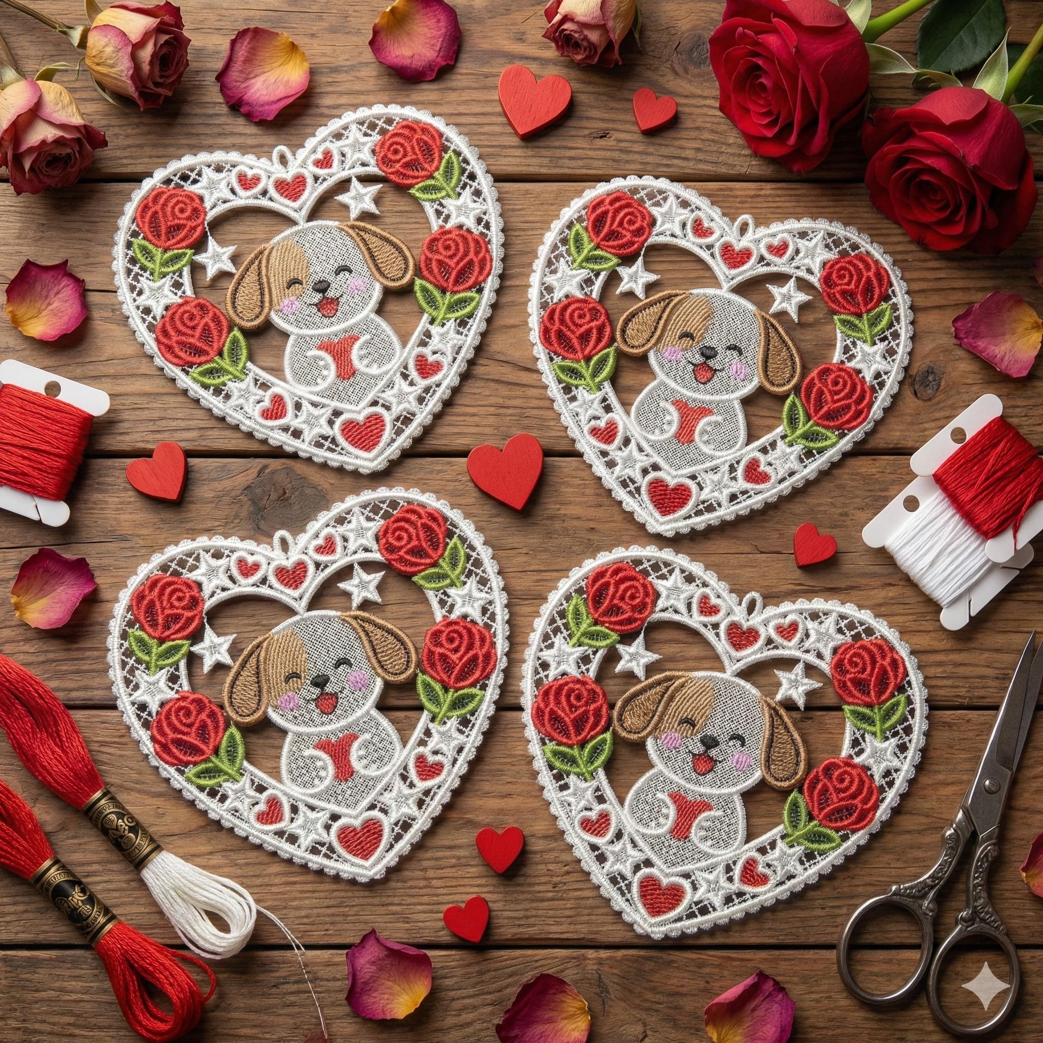 Puppy Love Frame, Heartfelt Canine Charm, Rose - Free Standing Lace ...