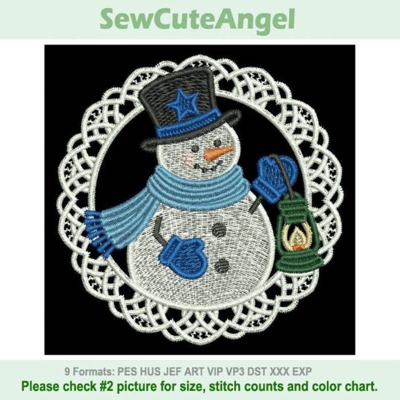 FSL Snowman - Free Standing Lace Machine Embroidery Designs Instant ...