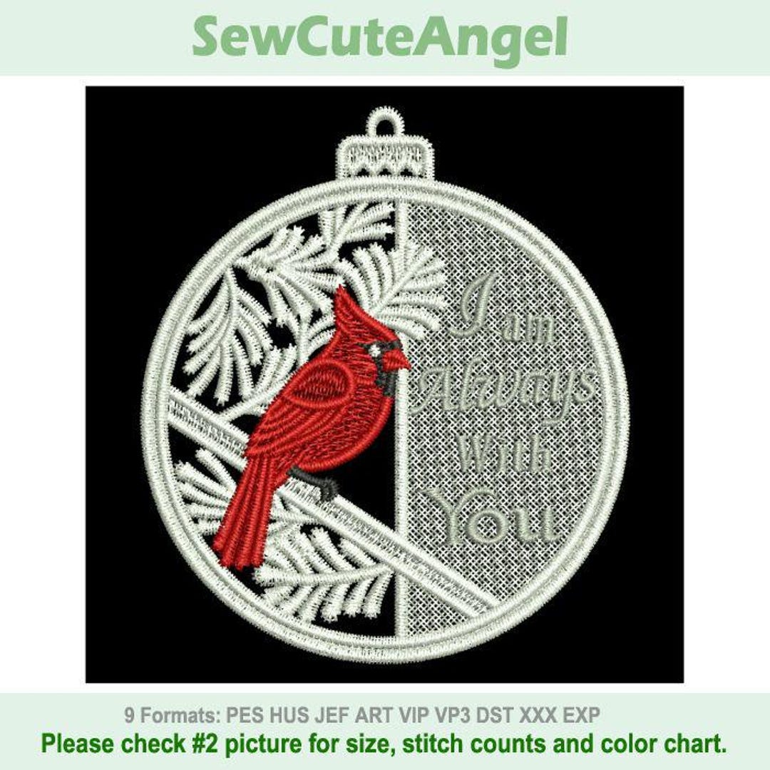 FSL Cardinal, Scarlet Winged Perch, Snowy Branch - Free Standing Lace ...