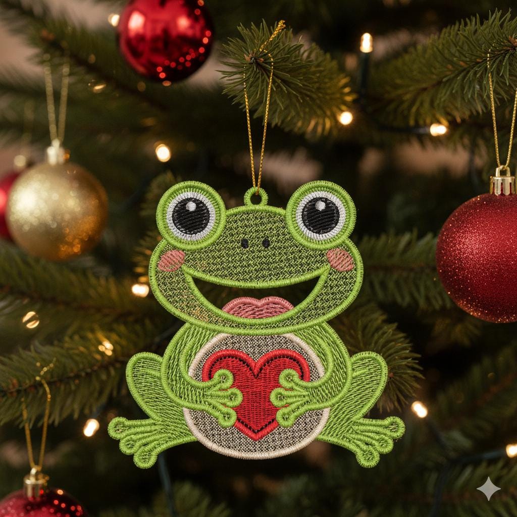 FSL Cute Frog, Lovely Amphibian, Green Frog - Free Standing Lace ...