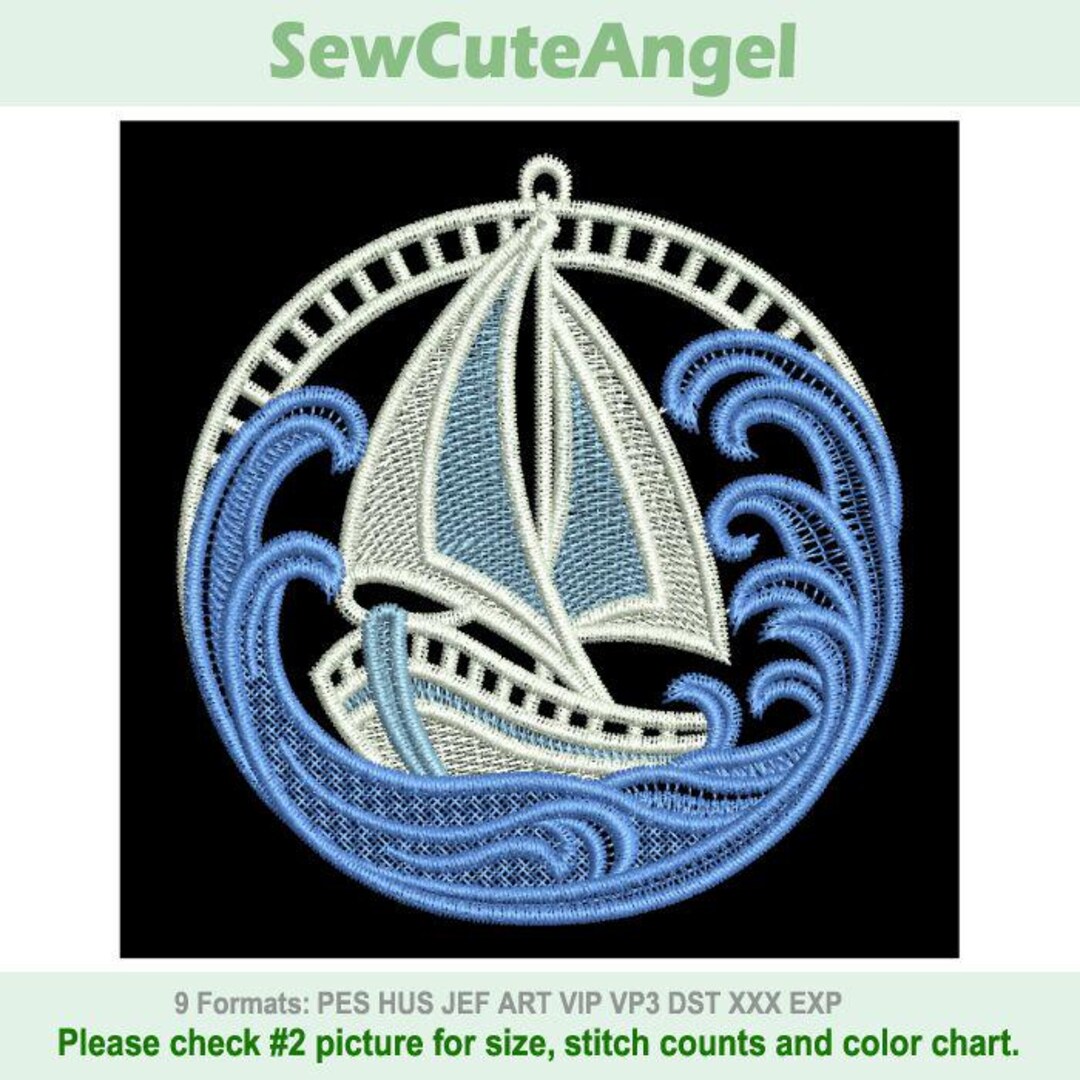 FSL Sailboat - Free Standing Lace Machine Embroidery Designs Instant ...