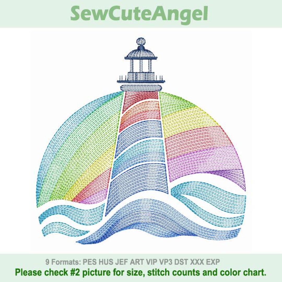 Rainbow Beacon, Colorful Tower, Spectrum Light - Machine Embroidery ...