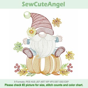 Fall Gnome Machine Embroidery Designs Instant Download 4x4 5x5 6x6 Hoop ...