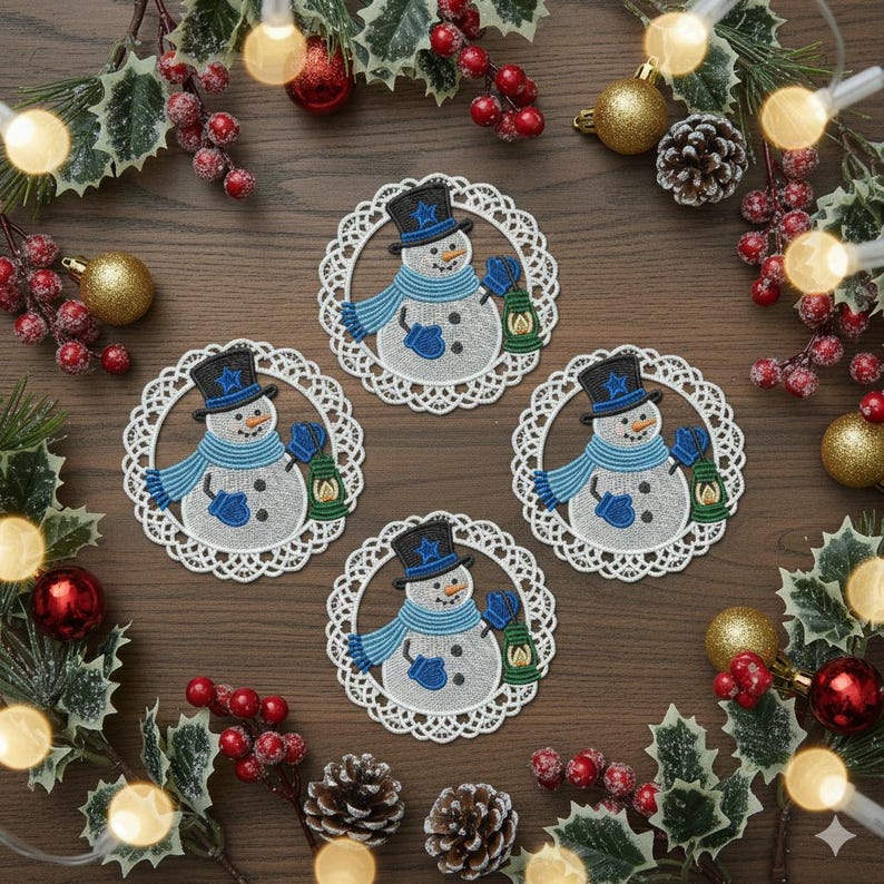 FSL Snowman - Free Standing Lace Machine Embroidery Designs Instant ...