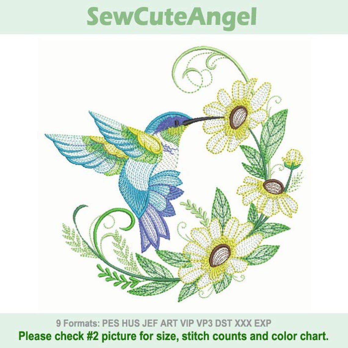 Hummingbird in Bloom - Machine Embroidery Designs Instant Download 5x5 ...