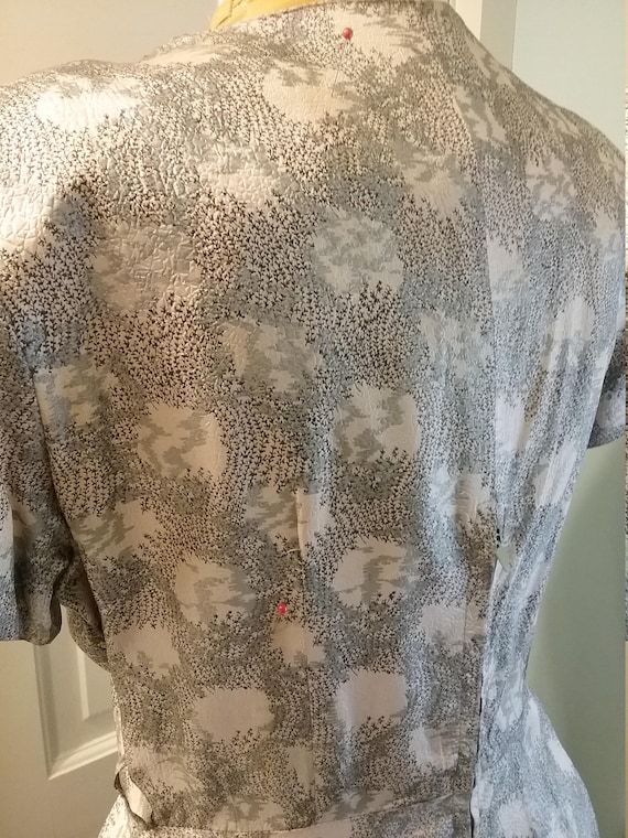 1950s 50s Silver Metallic party dress with rhinestone… - Gem