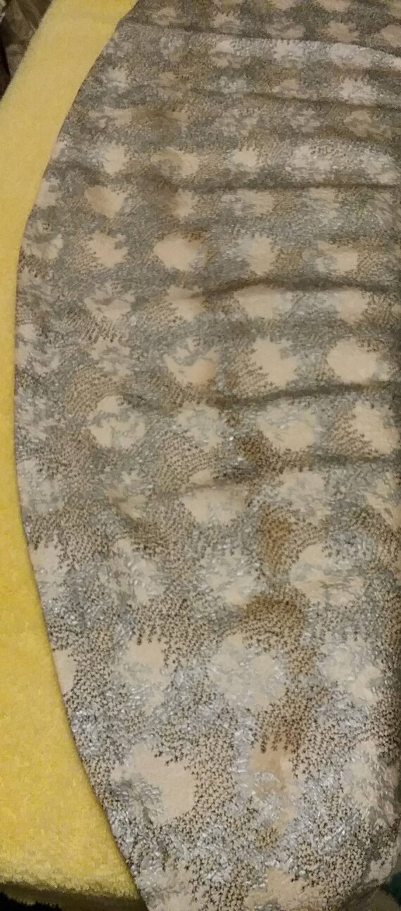 1950s 50s Silver Metallic party dress with rhinestone… - Gem