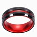 Black and Red Wedding Band, Mens Red Black Ring, Red Bands, Promise ...