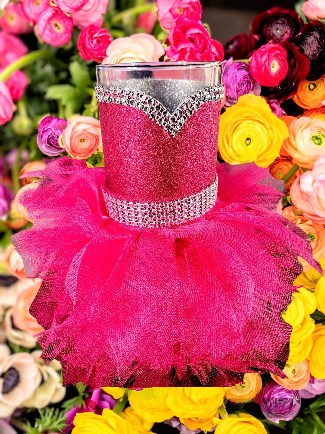 Hot Pink Centerpiece, Beautiful Hot Pink Vase, Hot Pink Wedding ...