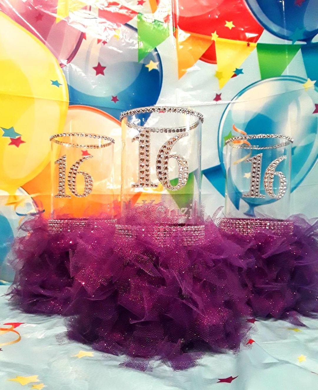 Silver Glitter Centerpiece Sticks For Parties Sparkling Silver 16th ...