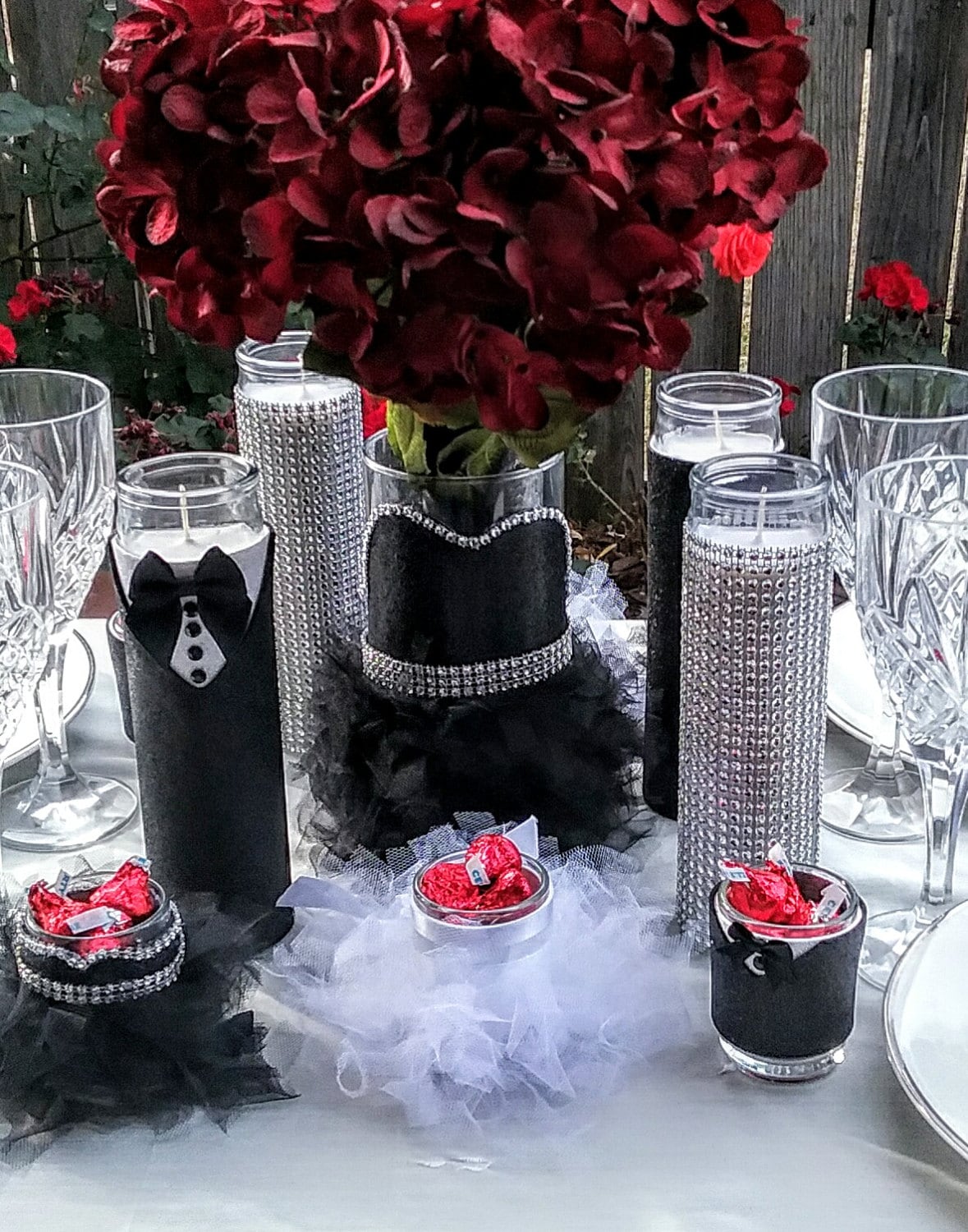 Black And White Red Centerpieces
