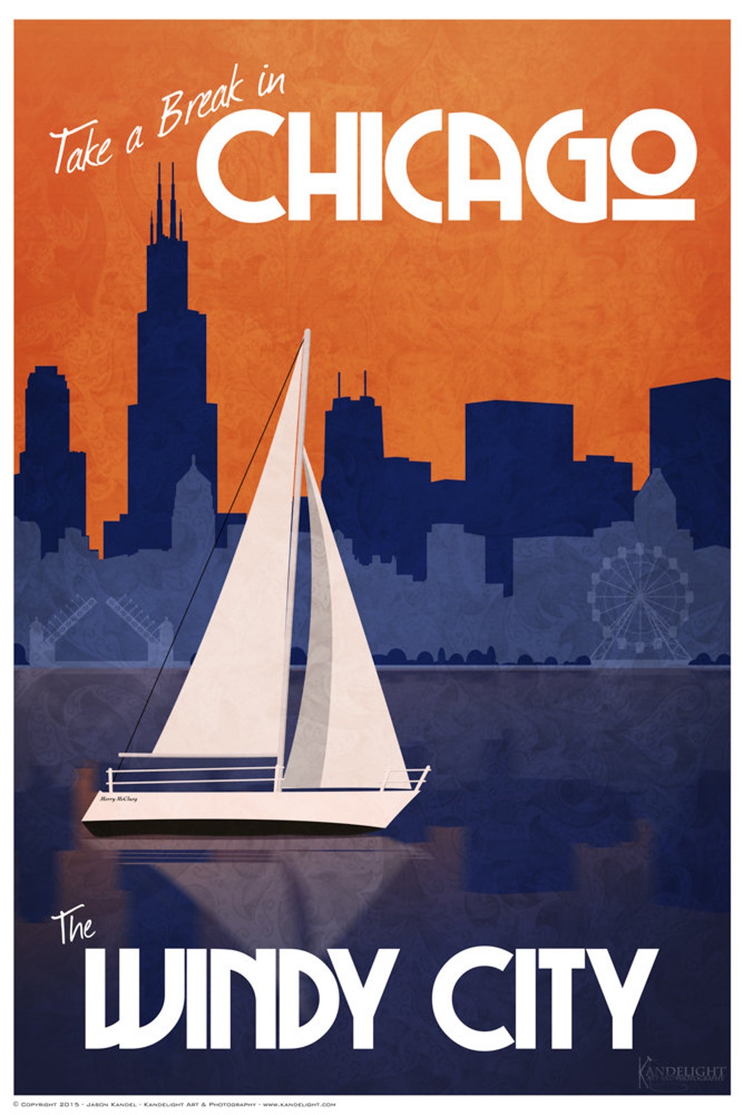 Chicago Vintage Style Travel Poster - Etsy