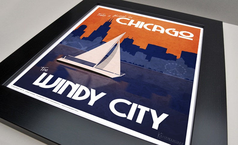Chicago Vintage Style Travel Poster - Etsy