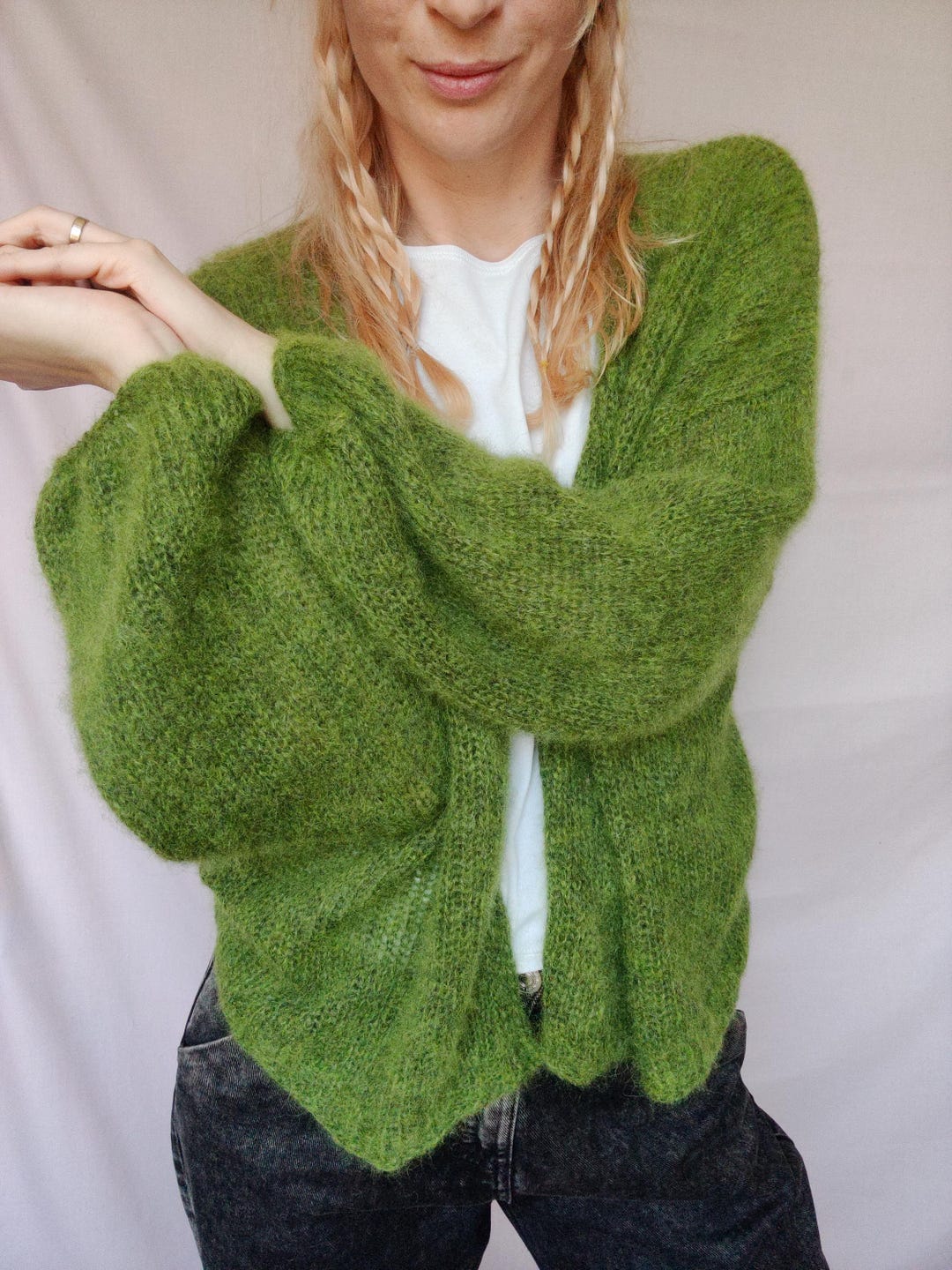Hand-knitted Alpaca Cardigan, Soft and Fluffy, With an Open Front - Etsy