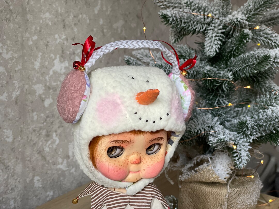 Snowman Blythe Hat, Christmas Hat for Blythe Doll, Blythe Winter Hat ...