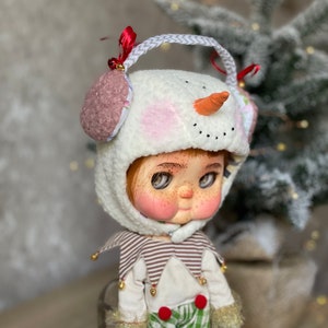 Snowman Blythe Hat, Christmas Hat for Blythe Doll, Blythe Winter Hat ...