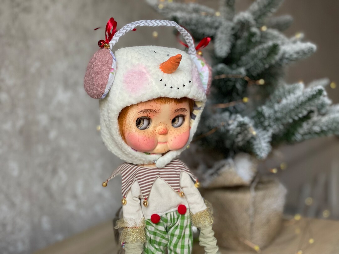 Snowman Blythe Suit, Christmas Hat for Blythe Doll, Blythe Winter Hat ...
