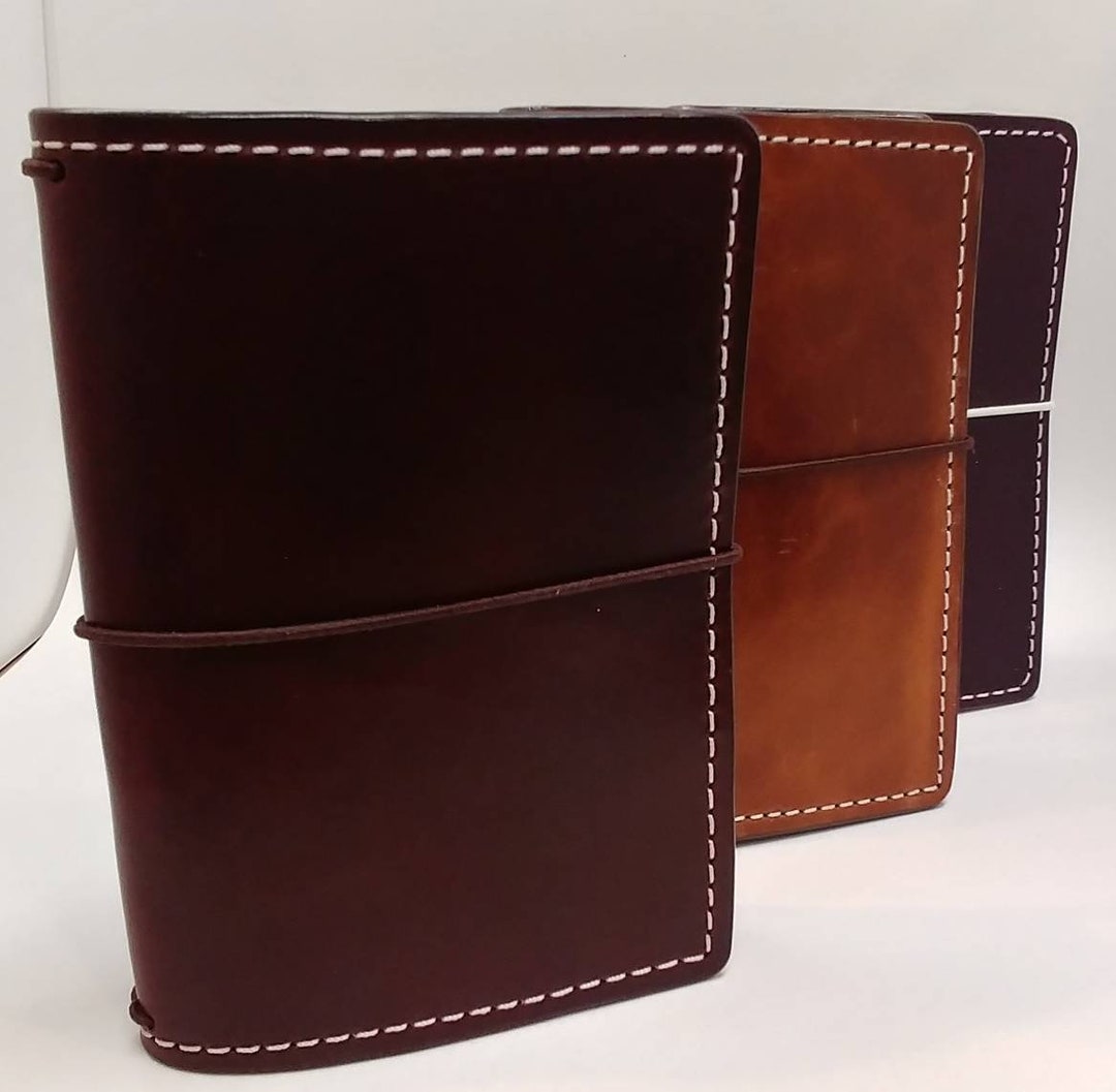 Handcrafted Full Grain Leather Traveler's Notebook: Stitched Pocket ...