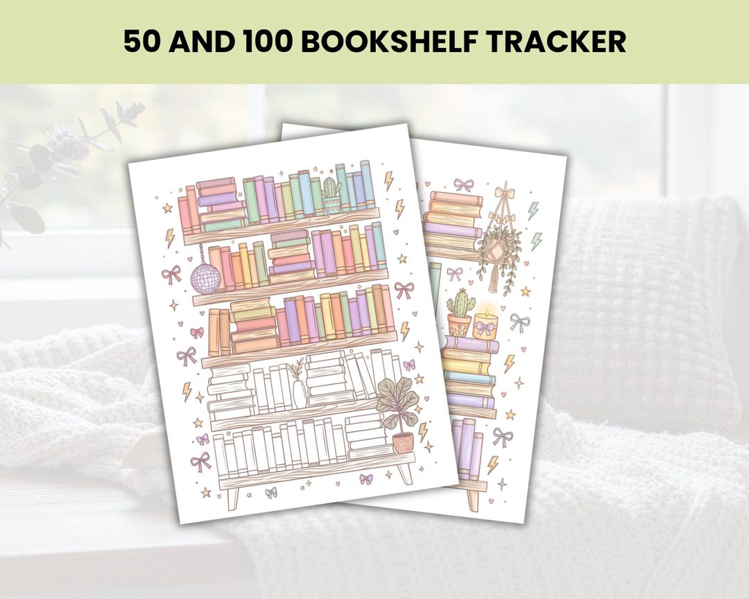Printable Reading Bookshelf Log, Book Club Tracker, 50 Book Challenge ...