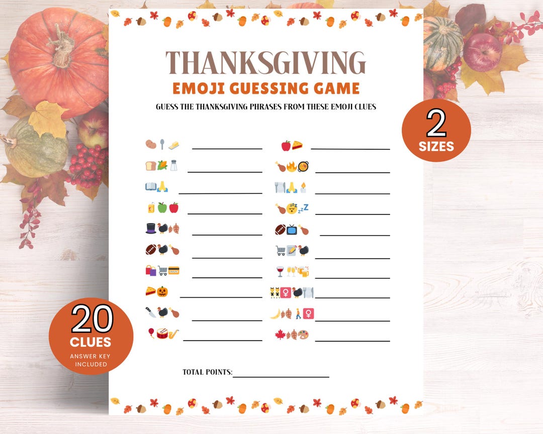 Thanksgiving Emoji Game, Friendsgiving Games, Turkey Day Games ...