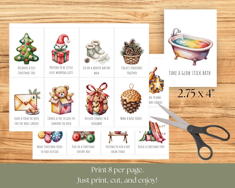 Christmas Advent Activity Cards for Families, Advent Calendar for Kids ...