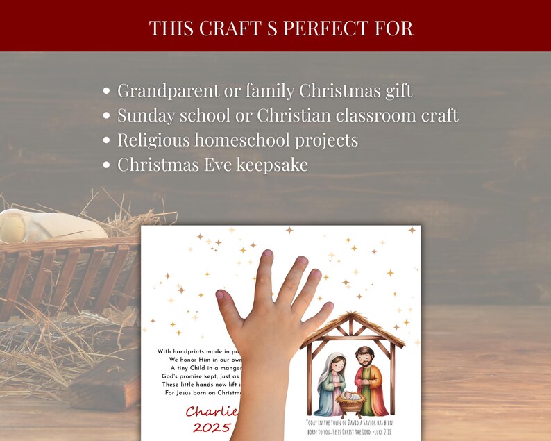 Nativity Handprint Craft Printable, Christmas Keepsake Handprint ...